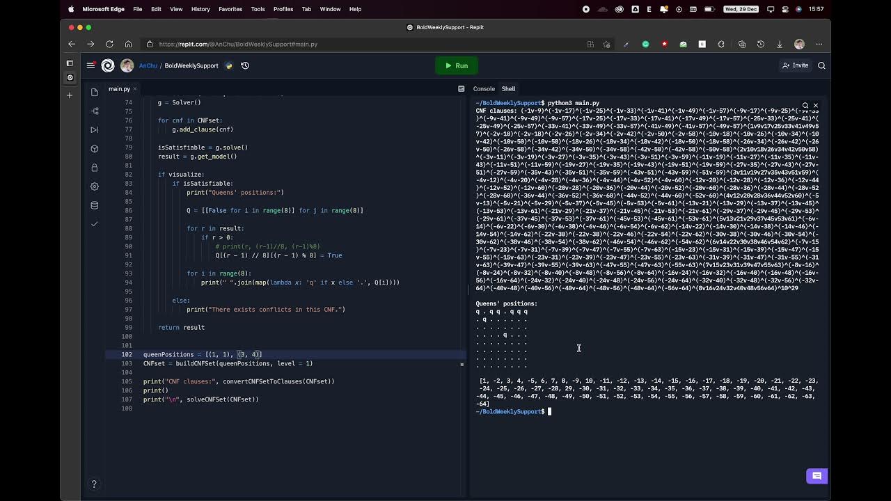 CS420 - Artificial Intelligence - 8 Queens CNF Generator & Solver ...