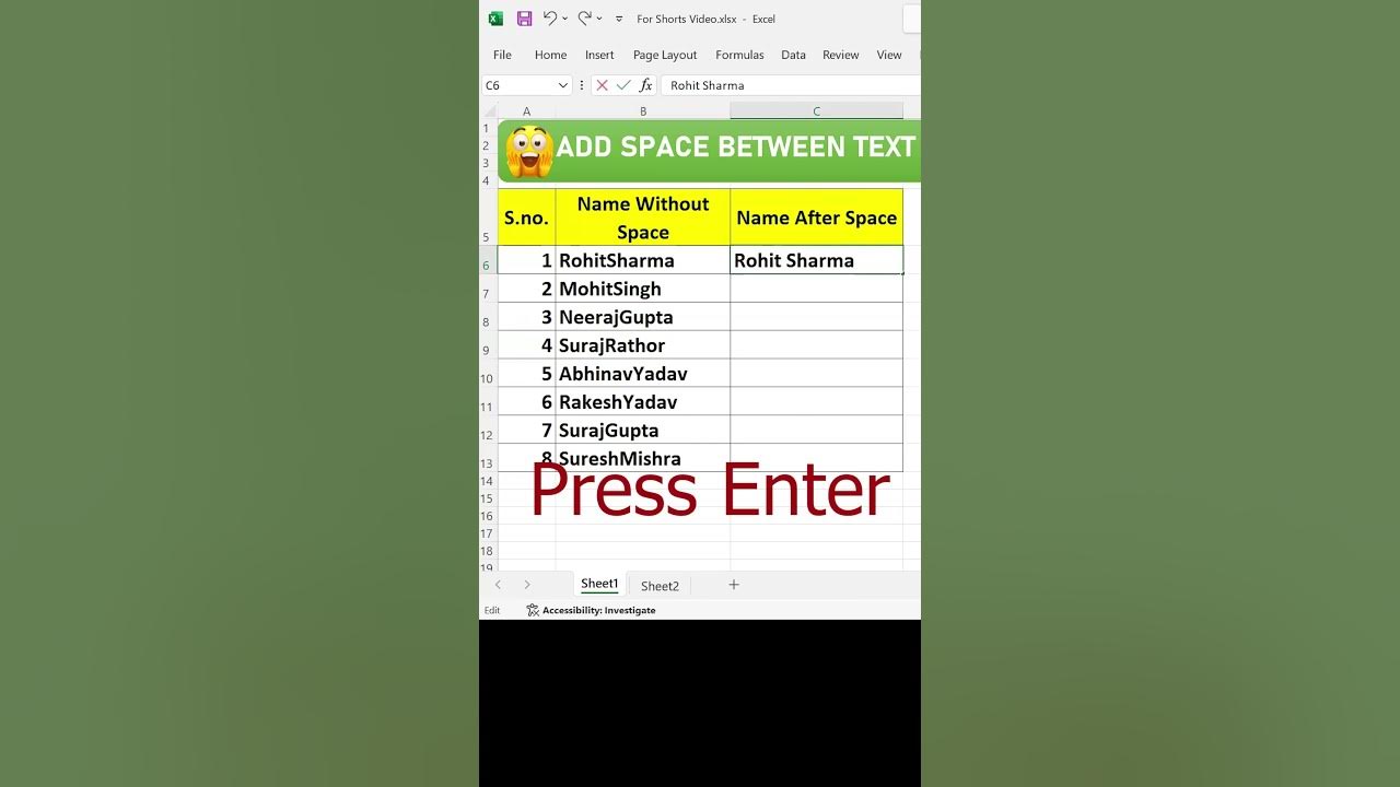 😲Smartly Add Space Between Text in Excel | Shortcut Keys to Add space between Text in excel ...
