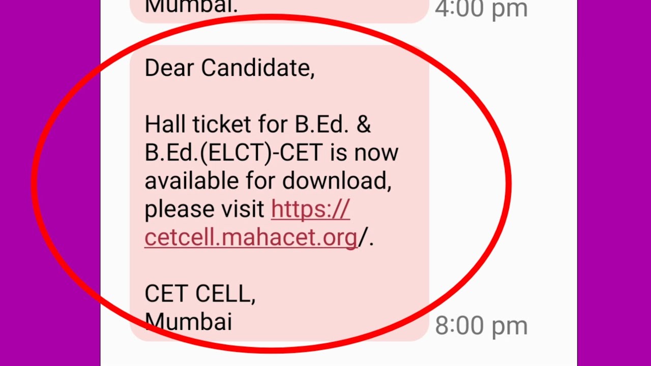 Dear Candidate Hall ticket for B.Ed. & B.Ed.(ELCT)-CET is now available ...