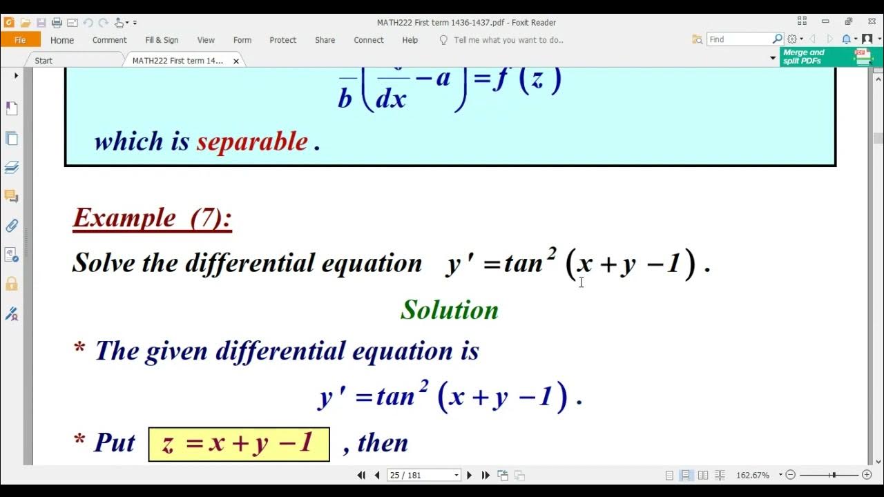المحاضرة 4 Equation Reducible To Separable Youtube