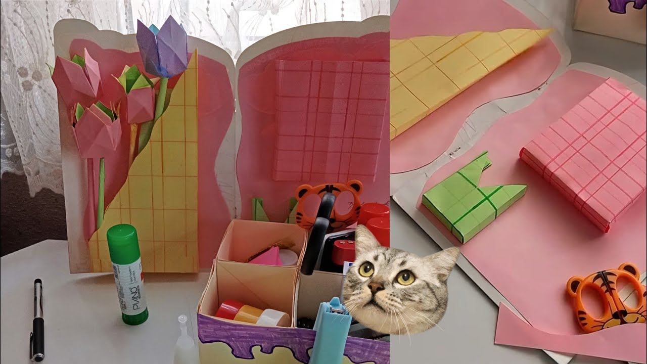 Origami lale nasıl yapılır? Origami kağıt, post it, sticker düzenleyici ...