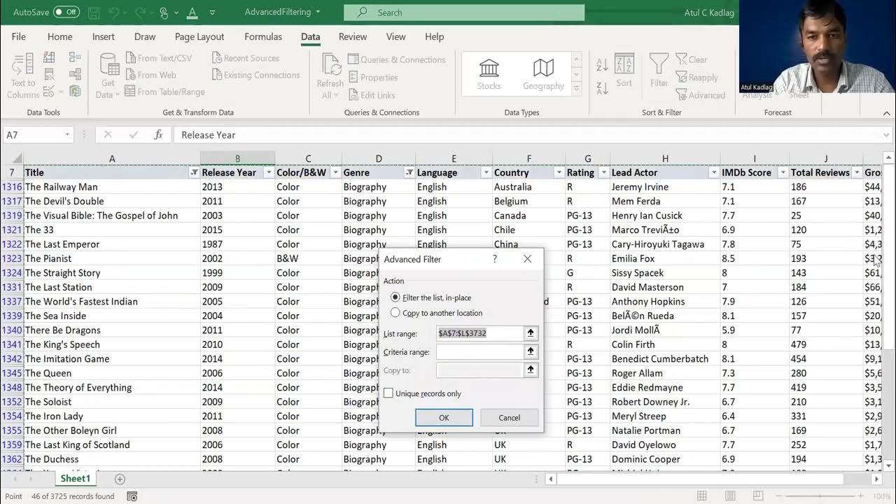 Advanced filtering in excel | Marathi | Excel tutorial in Marathi - YouTube
