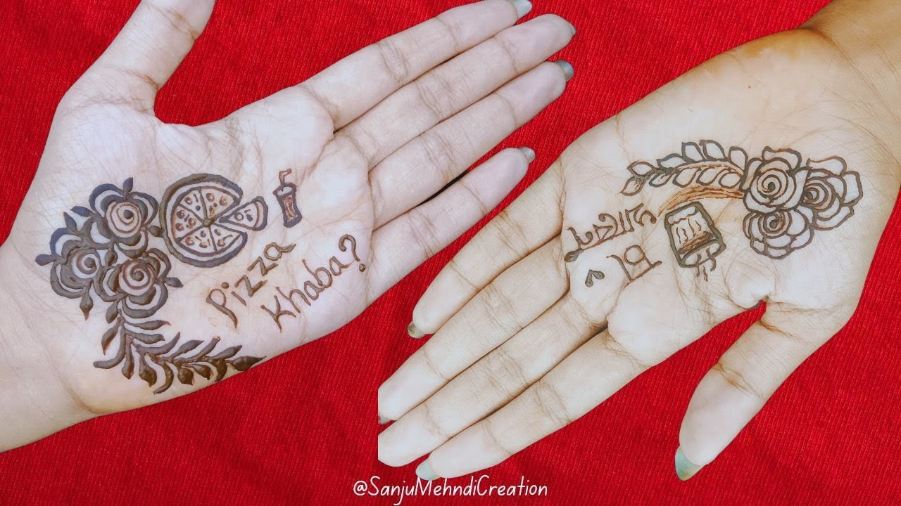 Easy Henna Art for Foodies🍕😋☕| Cute and Easy Snacks Mehndi Design ...