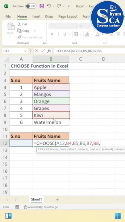 CHOOSE Function In Excel 😉 #excel #excelshorts #ytshorts #viralshort #exceltutorial # ...