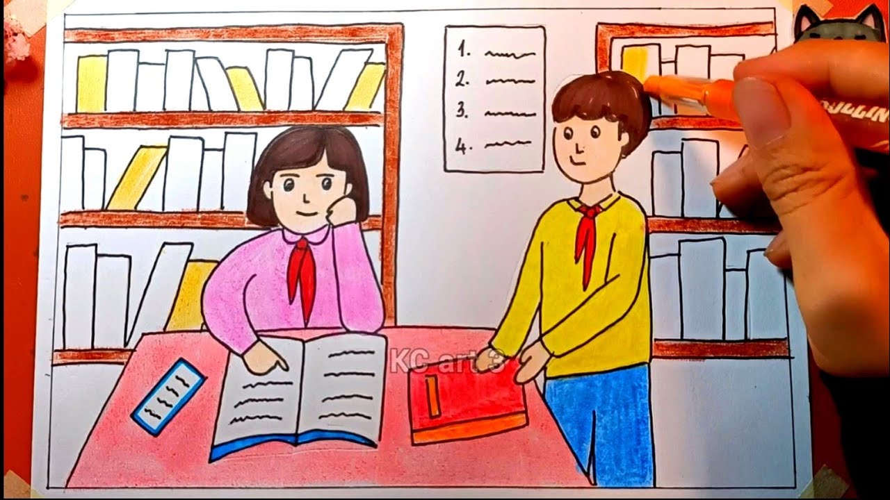 Không Gian Trong Thư Viện Vẽ Thư Viện Thân Thiện Draw The Library Mĩ Thuật 4 Ctst Kcart3