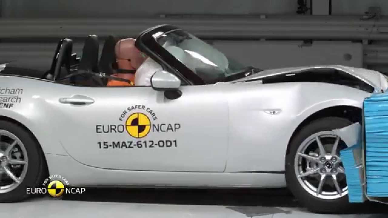 Euro NCAP - Crash Test of Mazda MX 5 2015 / 4 star rating - YouTube