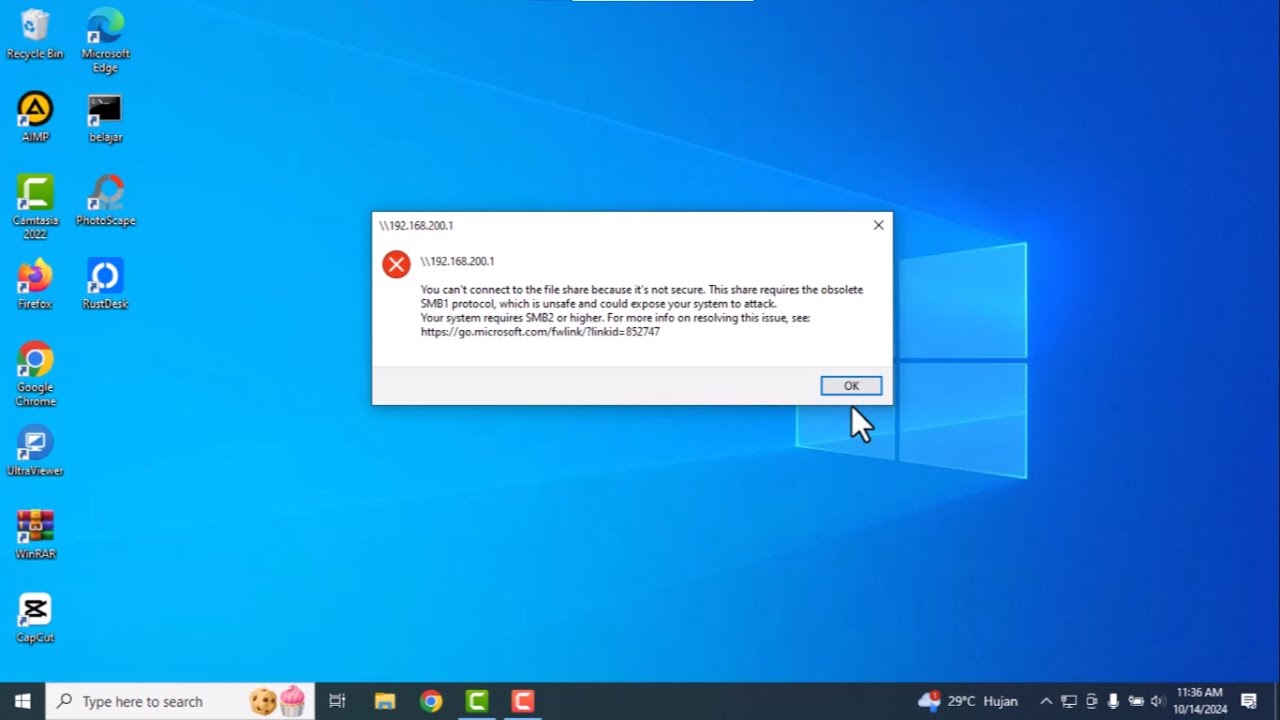 Atasi masalah You can't connect to the file share because it's not ...