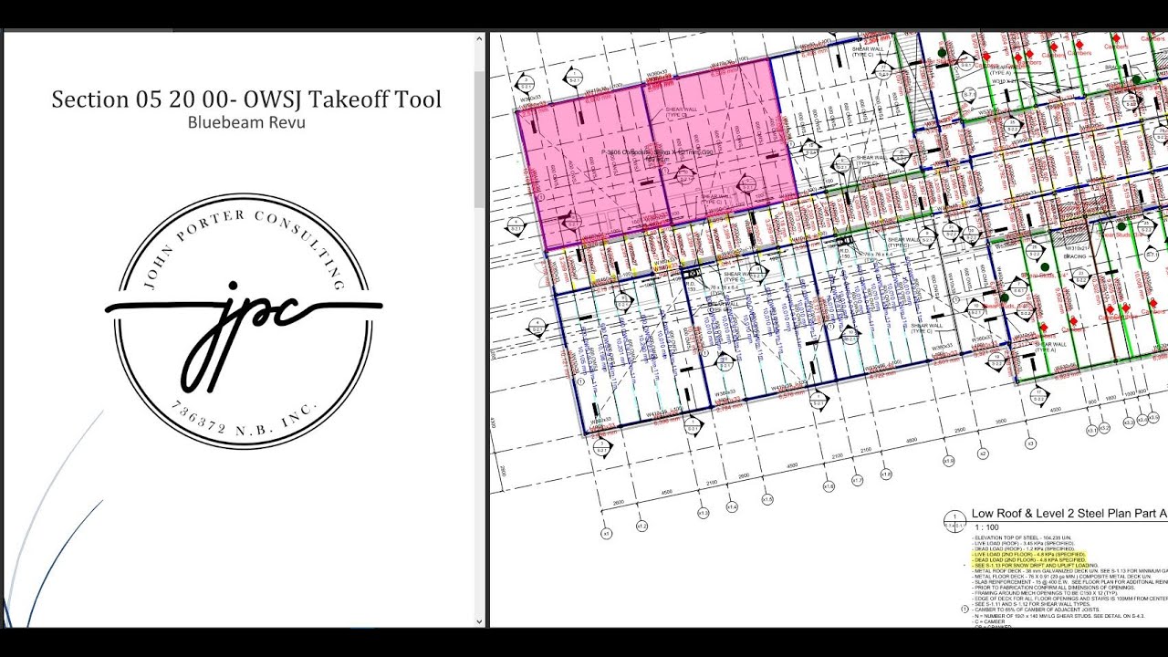Bluebeam Digital Takeoff, Estimating Division 5, Structural Steel, Part ...