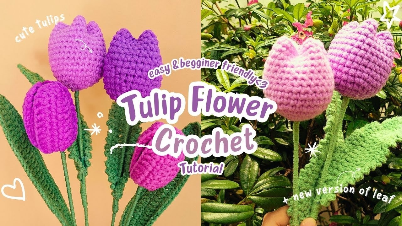 Tulip Flower crochet Beginner Tutorial 🌷|with Free Printable Pattern ...