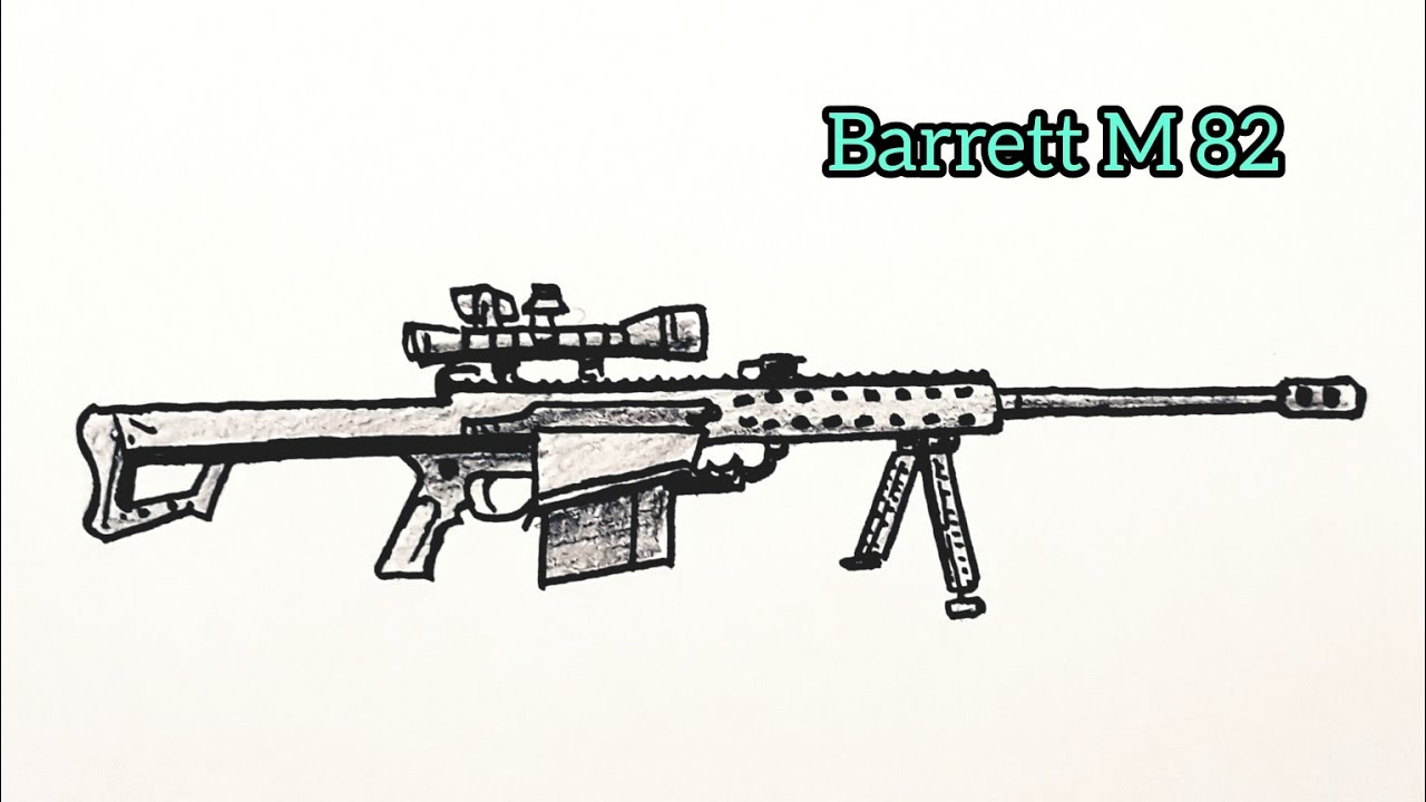 สอนวาดรูปปืน บาร์เร็ตต์ M 82 | How to draw BARRETT M 82 | step by step ...