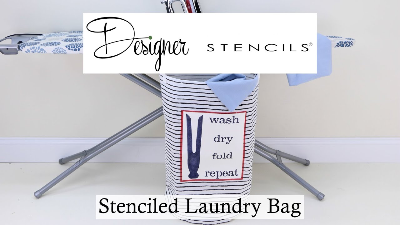 Wash Dry Fold Repeat Stenciled Laundry Bag | Designer Stencils - YouTube