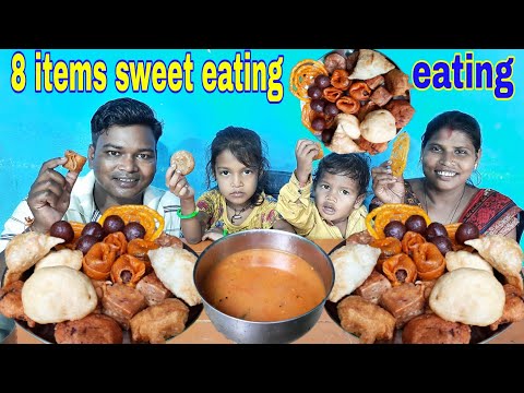 Today sweet eating | 8 items sweet eating | family eating show - YouTube