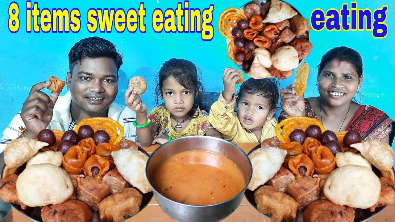 Today sweet eating | 8 items sweet eating | family eating show - YouTube