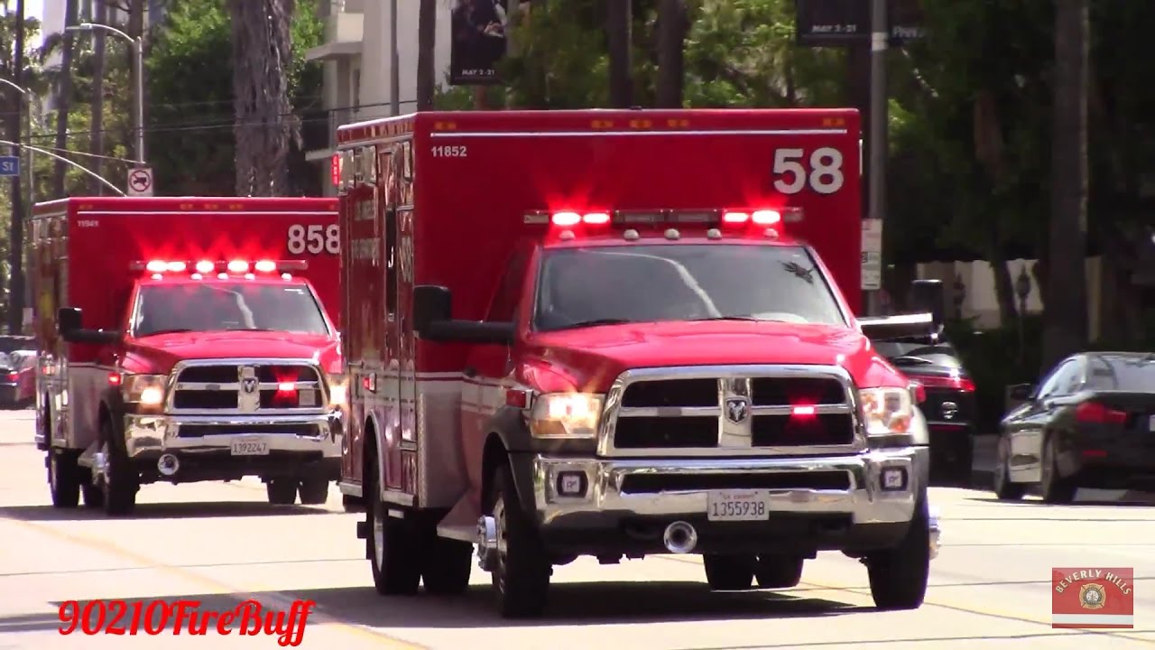 LAFD Rescue 58 & Rescue 858 Responding - YouTube