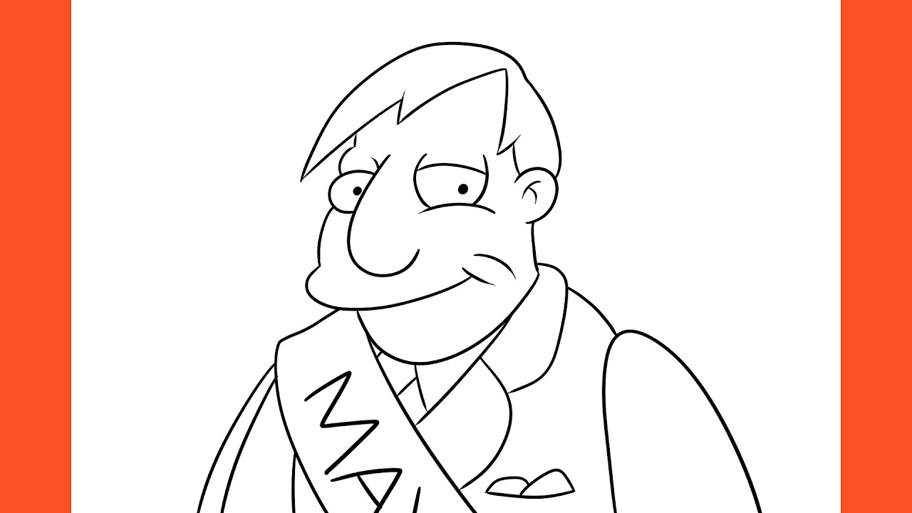 How To Draw Mayor Quimby With Guidelines (The Simpsons) - YouTube
