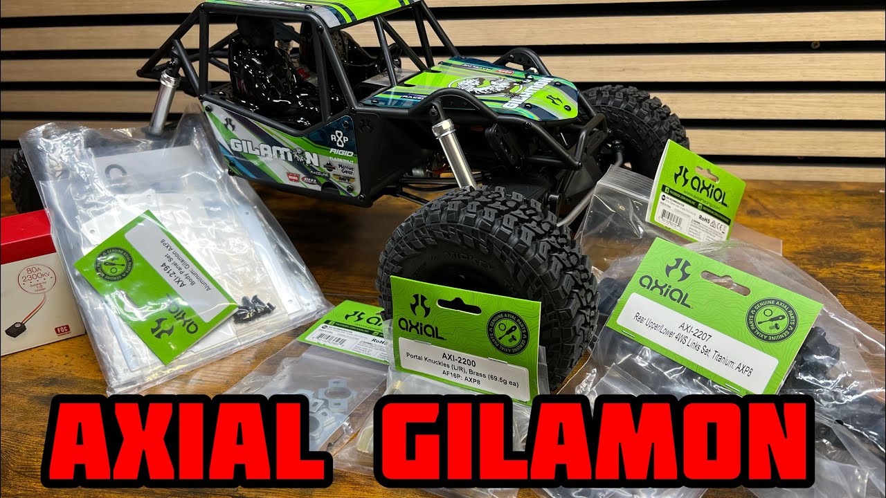 Axial Gilamon 1/8 scale rock crawler first look and upgrades 4ws brass ...