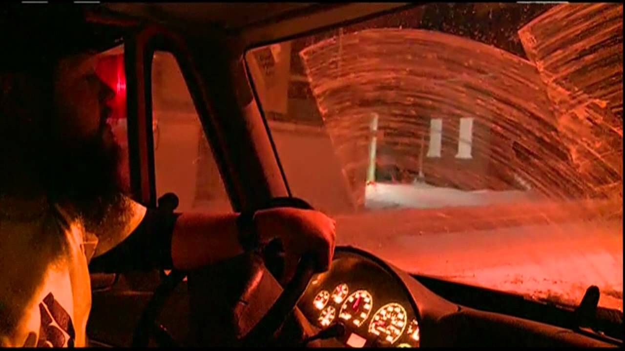 Live Shot Inside Moving Snow Plow - YouTube