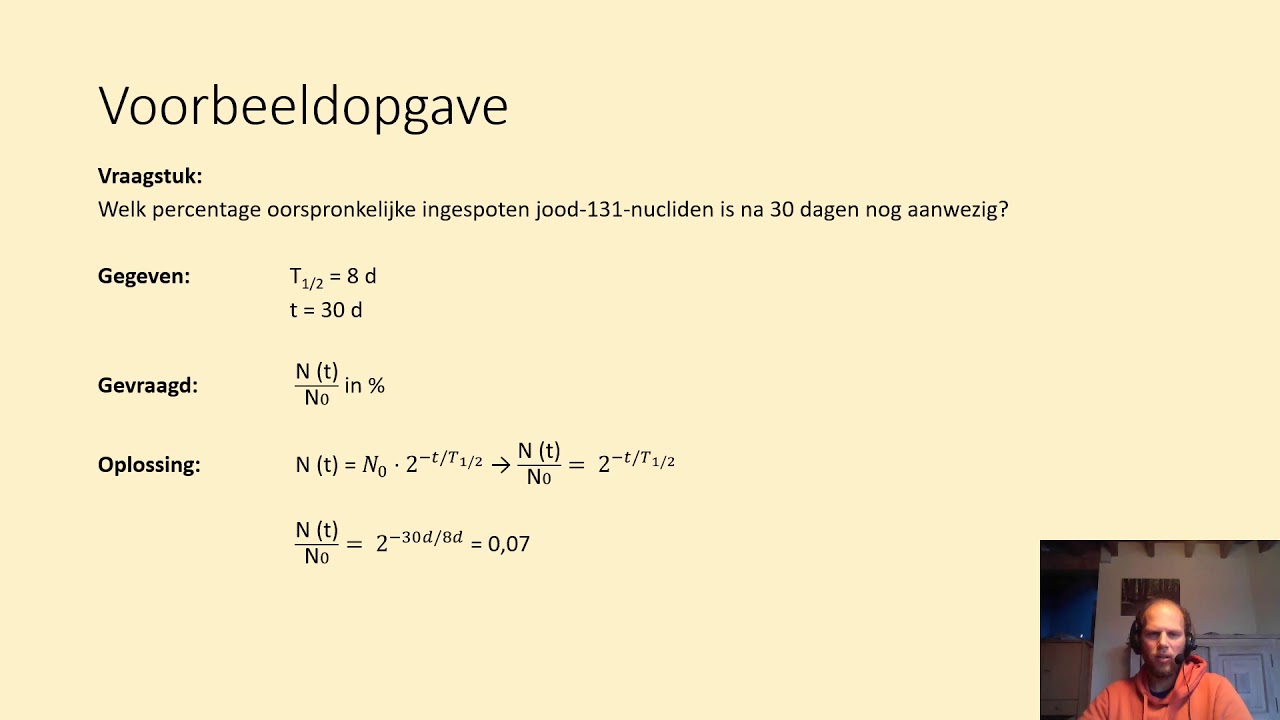 Halveringstijd (= halfwaardetijd), voorbeeldopgave 1 - YouTube