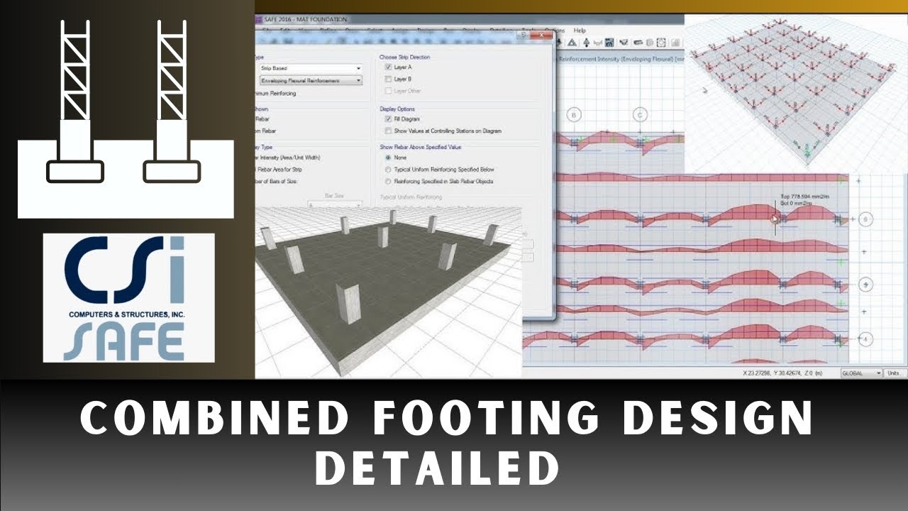 CSI SAFE Course - 18 Combined Footing Design (Analysis, Design and ...