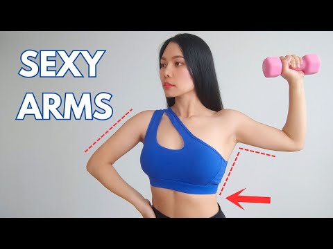 8 Min to sexy arms & upper body, tone up bra areas. Intense workout with dumbbells