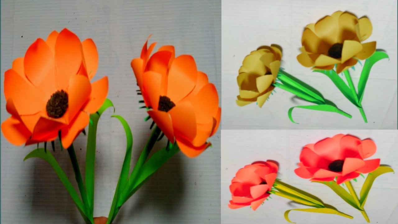 How to mack flower with paper Easy paper flower - YouTube