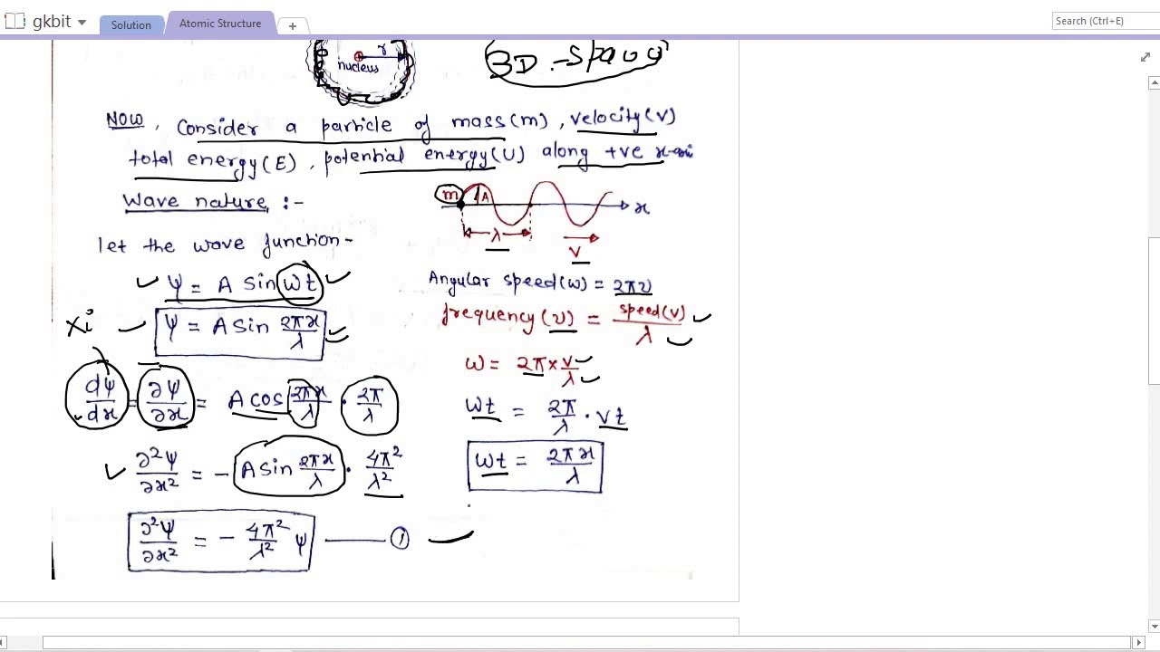 Schrodinger Wave Equation Derivation - YouTube