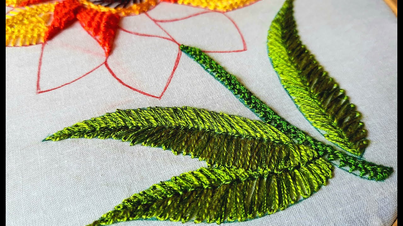 Part: 1: Beautiful Leaf Tutorial ( Beautiful Flower Embroidery : How to ...
