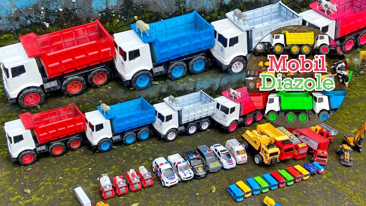 Mobil Truk Warna Warni Penuh Mainan Beko, Mobil Molen, Damkar, Slender ...