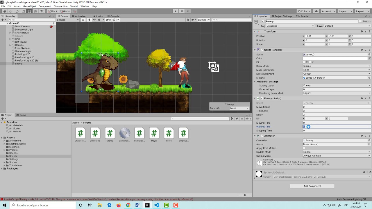 Unity Plataforma 2D - Patrullaje con Corutinas - YouTube