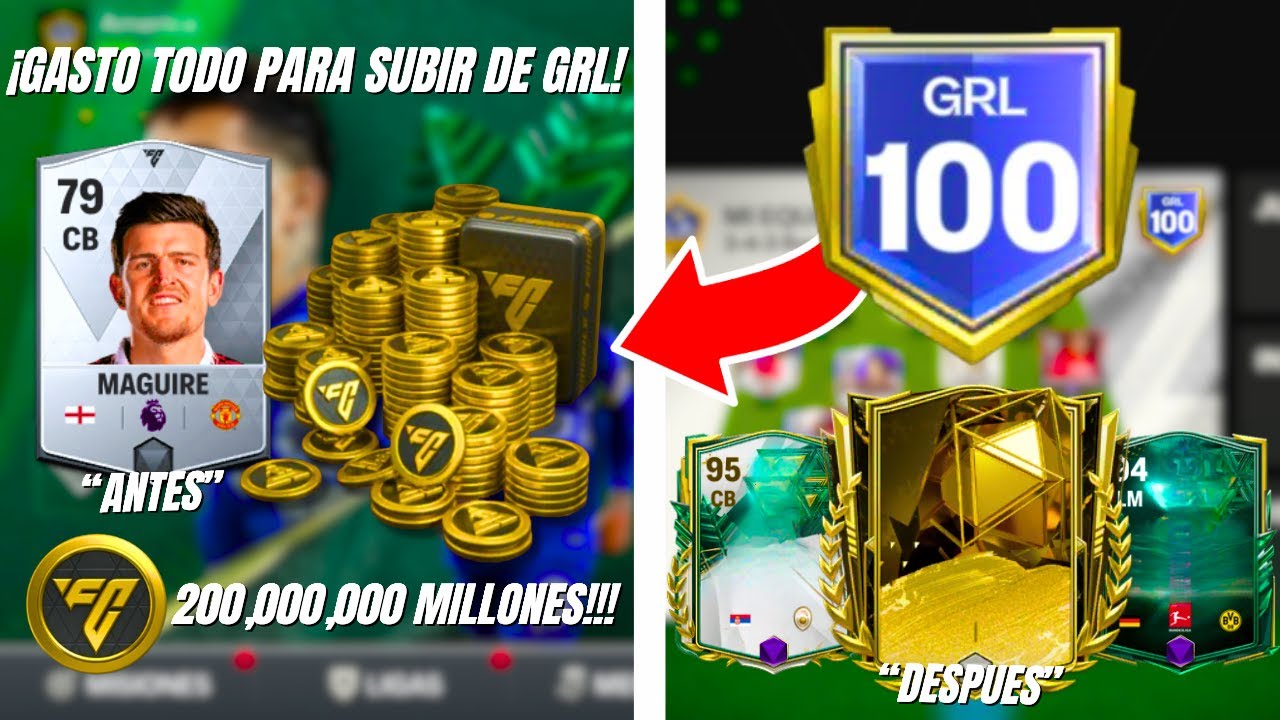 GASTE 200 MILLONES DE MONEDAS EN ESTE VIDEO PARA SUBIR A GRL 100 EN FC ...