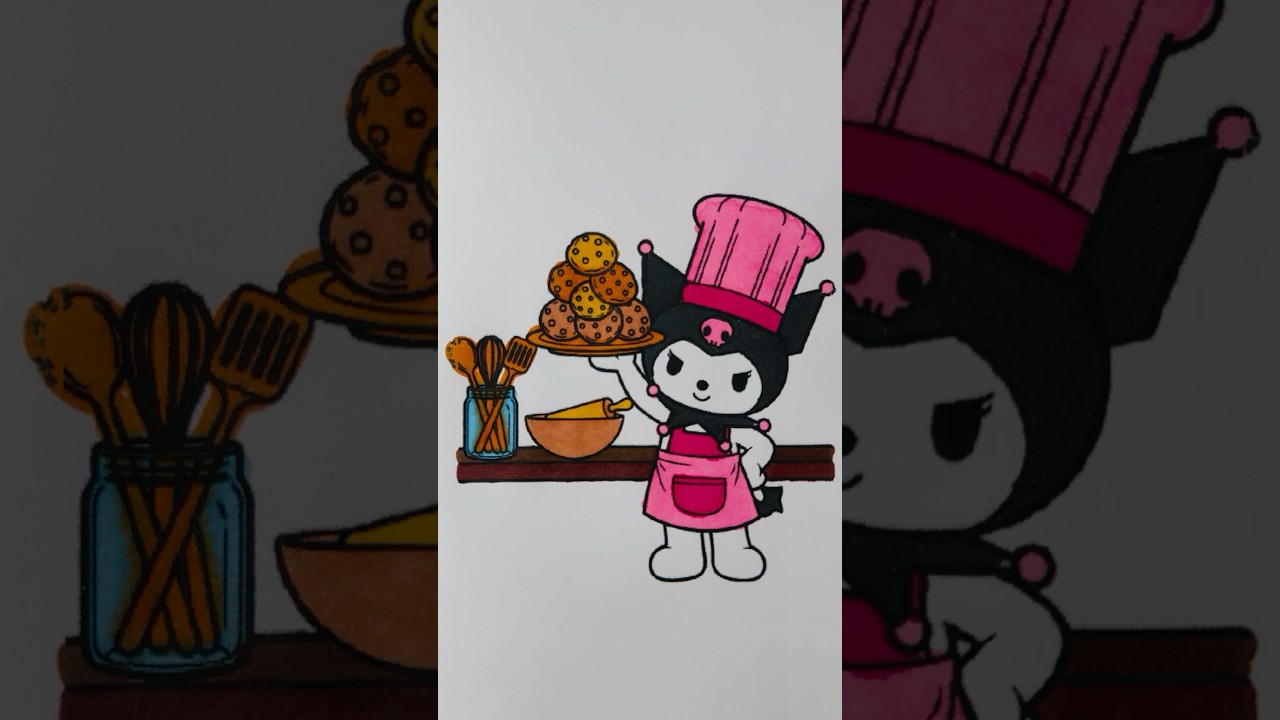 Kuromi Coloring | Kuromi the Chef 👩🏻‍🍳 with Cookies 🍪| Cute Cartoon ...