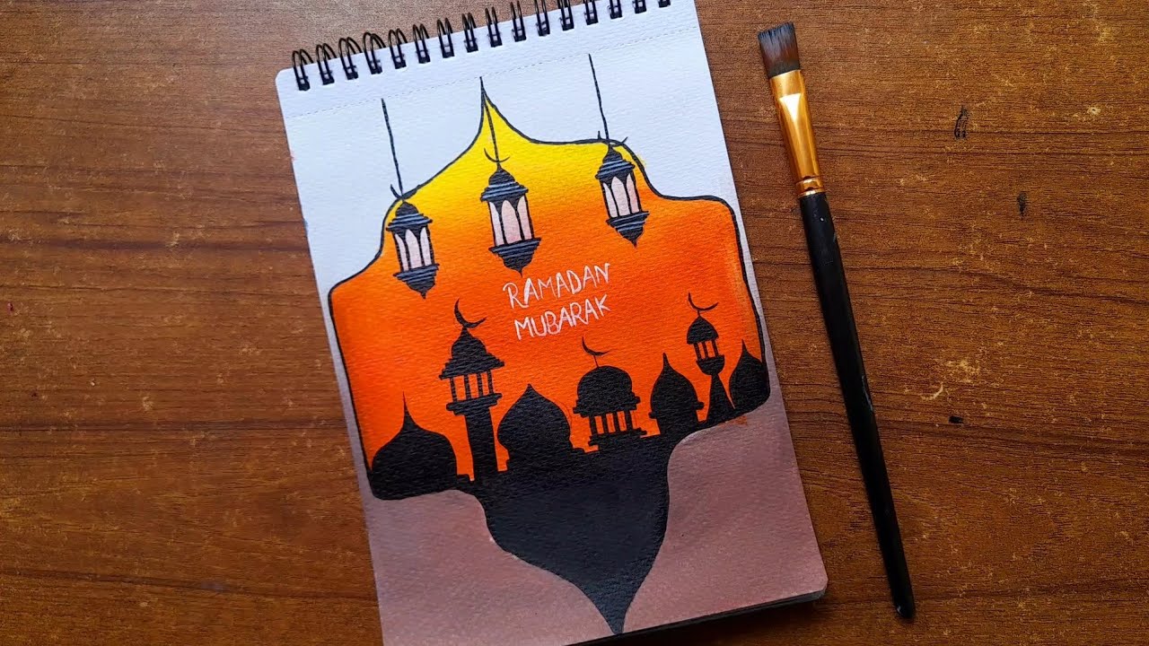 Ramadan Mubarak Painting - step by step | Acrylic painting tutorial ...