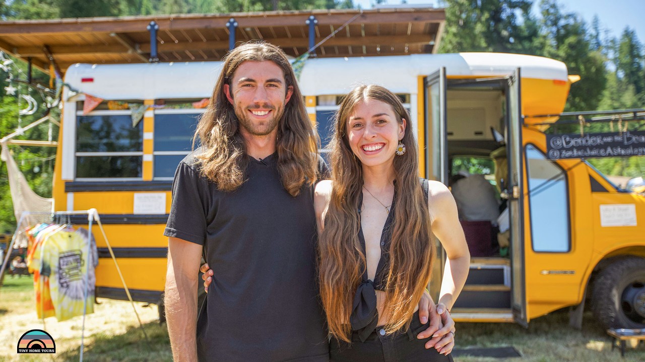 Couple's $20k Self Converted Skoolie - YouTube