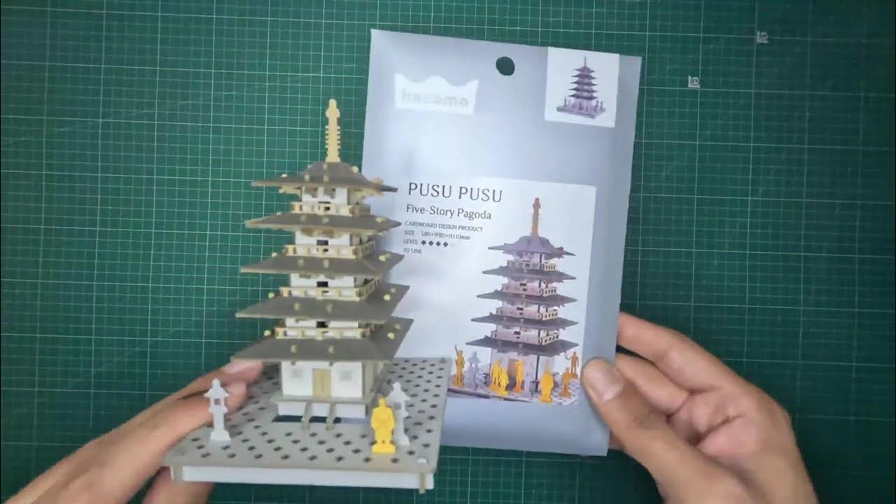 Hacomo Paper Craft - Pusu Pusu Five-Story Pagoda - Cardboard Puzzle - YouTube