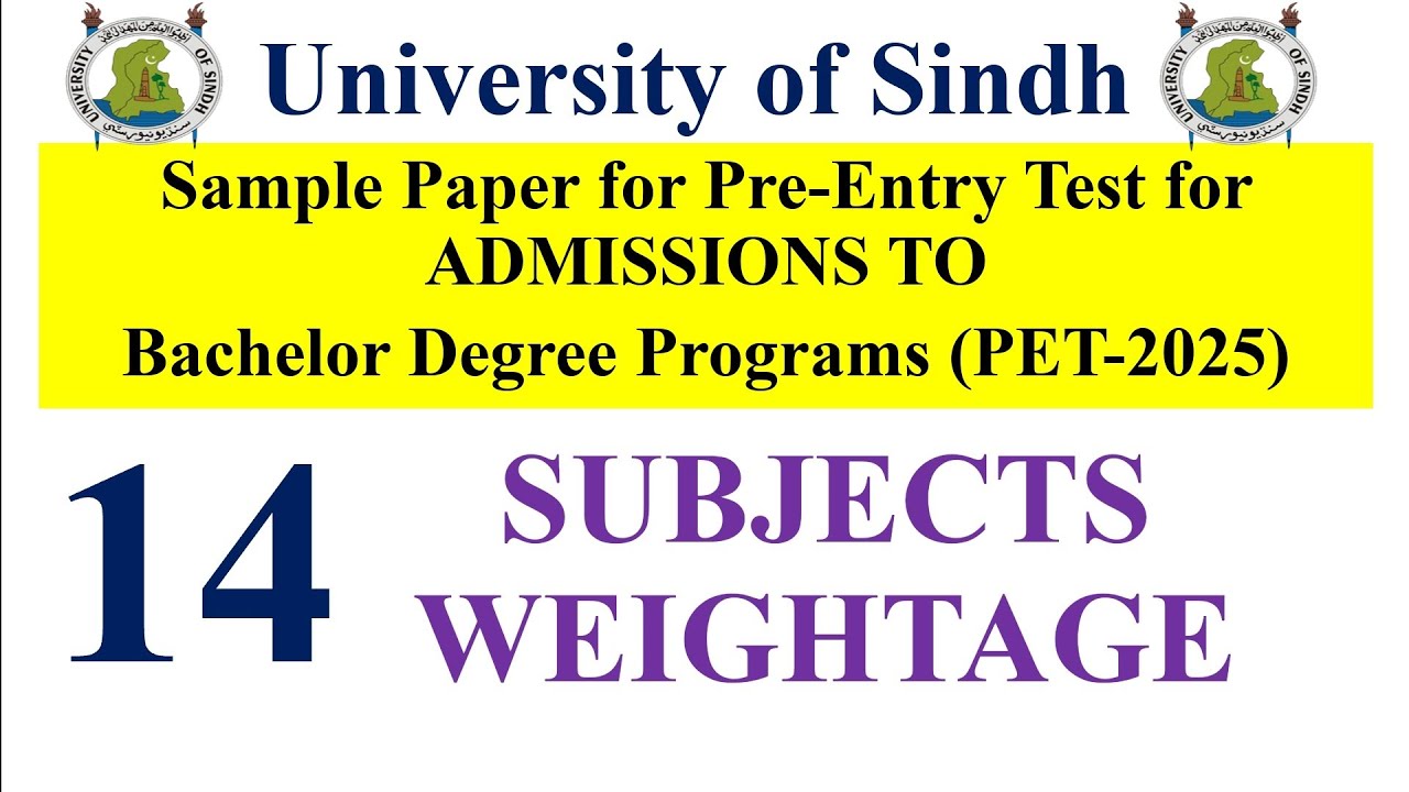 University of Sindh Entry Test Subjects 2024 | Sindh University Entry ...