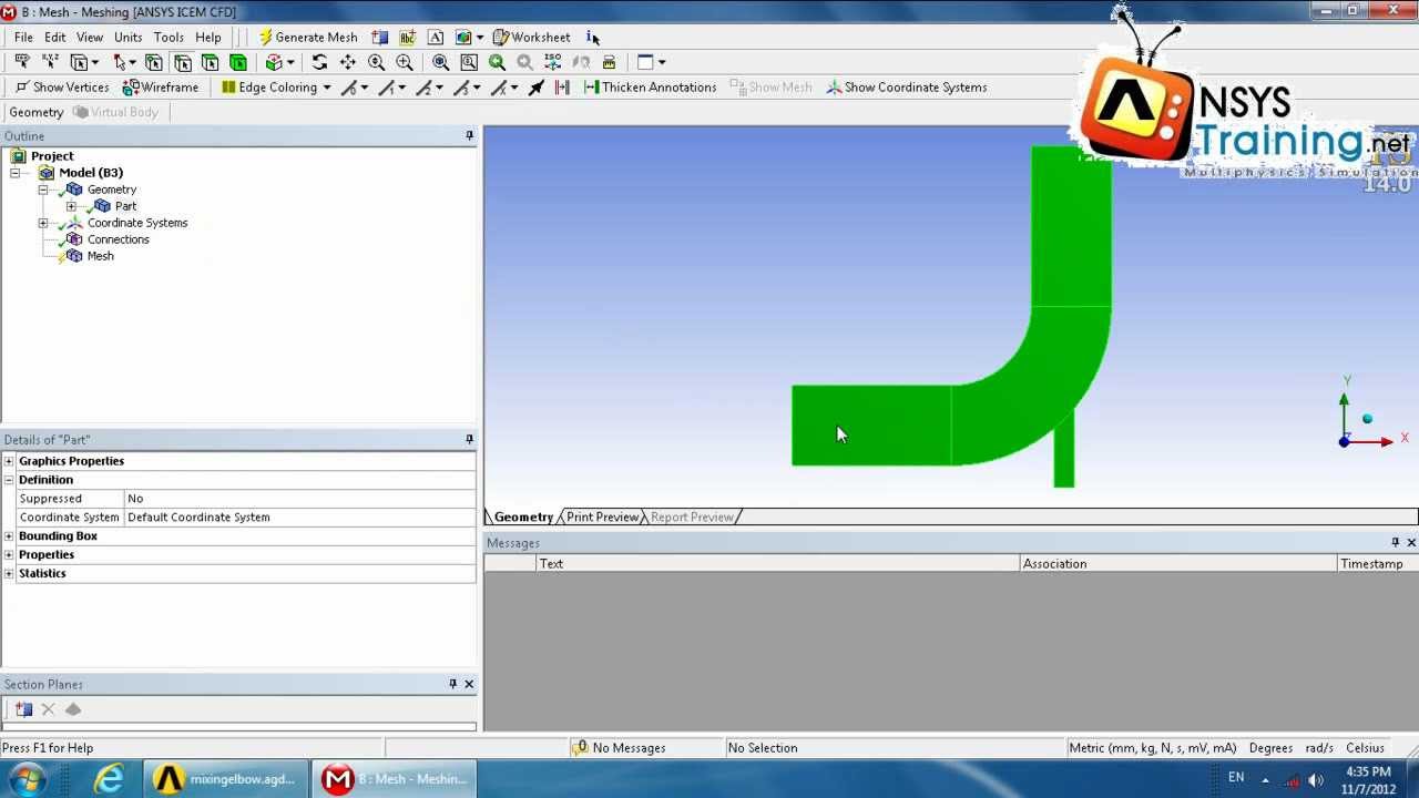 ANSYS Workbench Meshing03_2D Mesh Mixing Elbow.wmv - YouTube