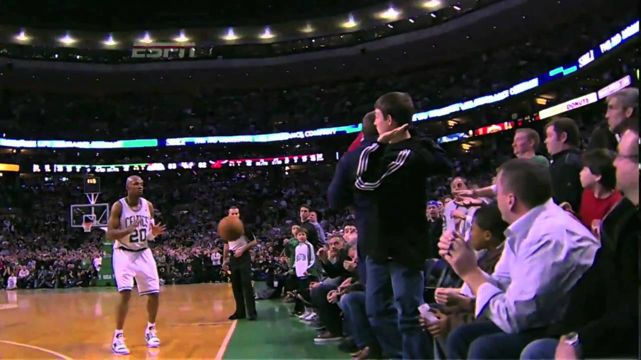 LeBron James dives on a Celtics fan - YouTube