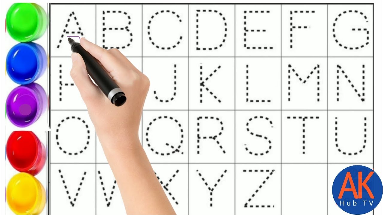 Learning alphabet from a to z | abc song, a to z dotted tracing for ...