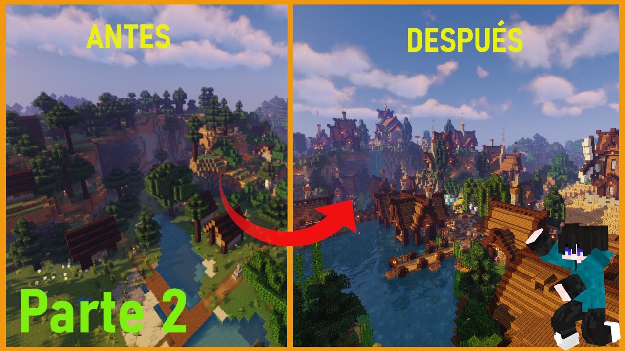 TRANSFORMÉ UNA SIMPLE ALDEA en una ÉPICA ALDEA MEDIEVAL en Minecraft ...