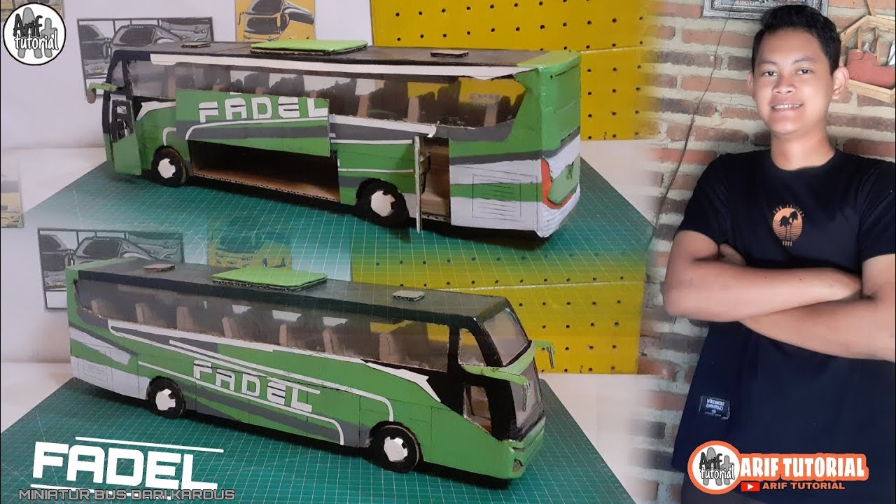 cara membuat miniatur bus jb5 fadel dari kardus | arif tutorial - YouTube