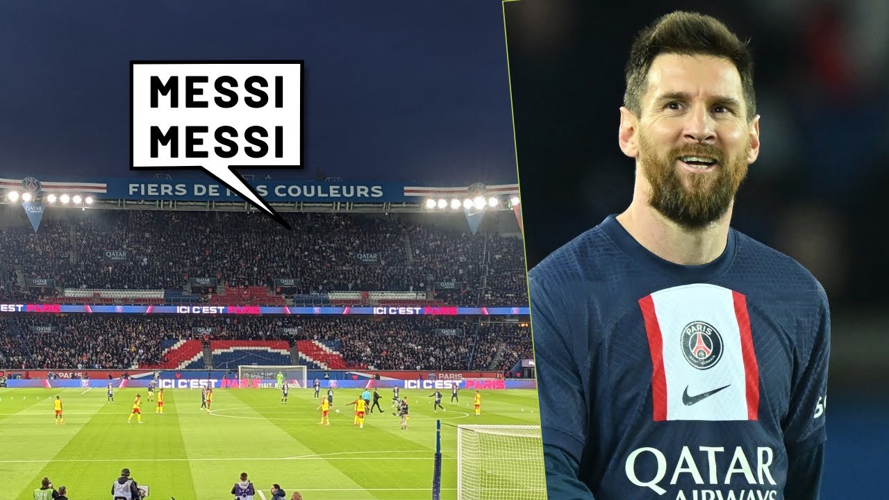 PSG Fans Salute Lionel Messi on his Goal against Lens - YouTube
