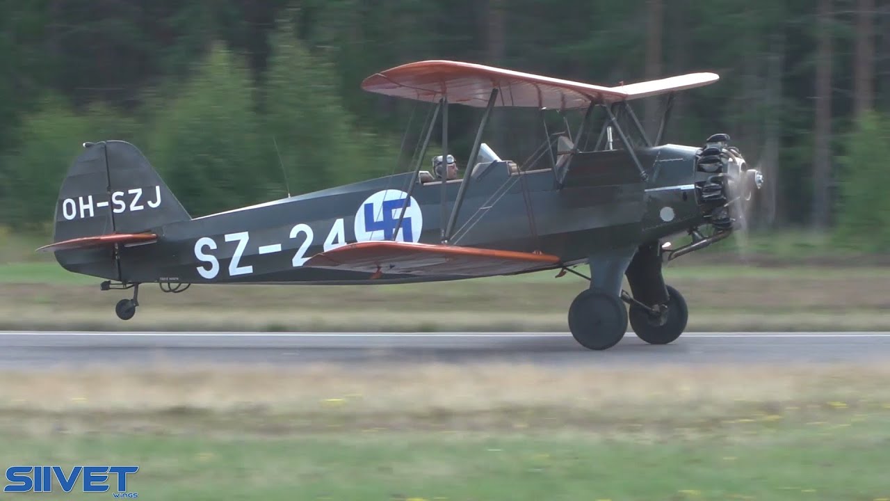 Focke-Wulf Fw 44 J Stieglitz Takeoff And Landing - Vesivehmaa 80 - YouTube