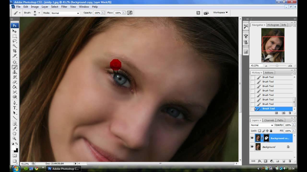 Photoshop CS3 Beginners Tutorial - Smoothing Skin (Air Brushing) Part 2 ...