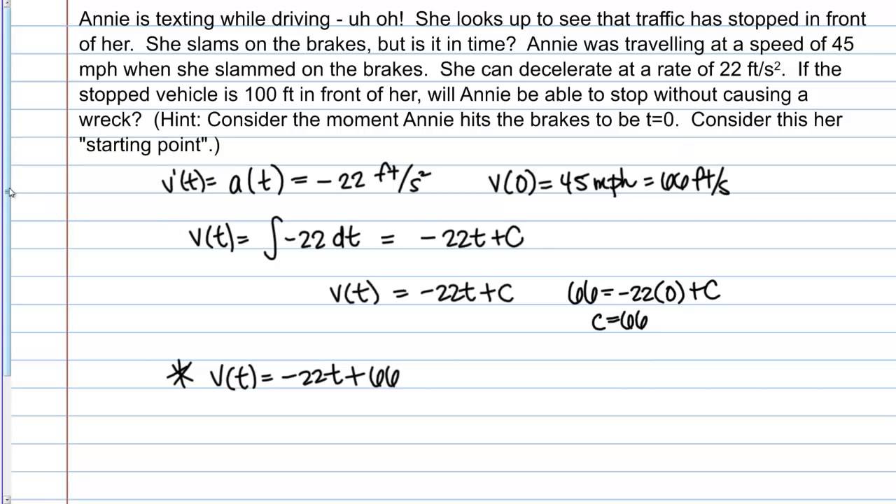 1151 Ff Initial Value Word Problem Car Accident Youtube 0672