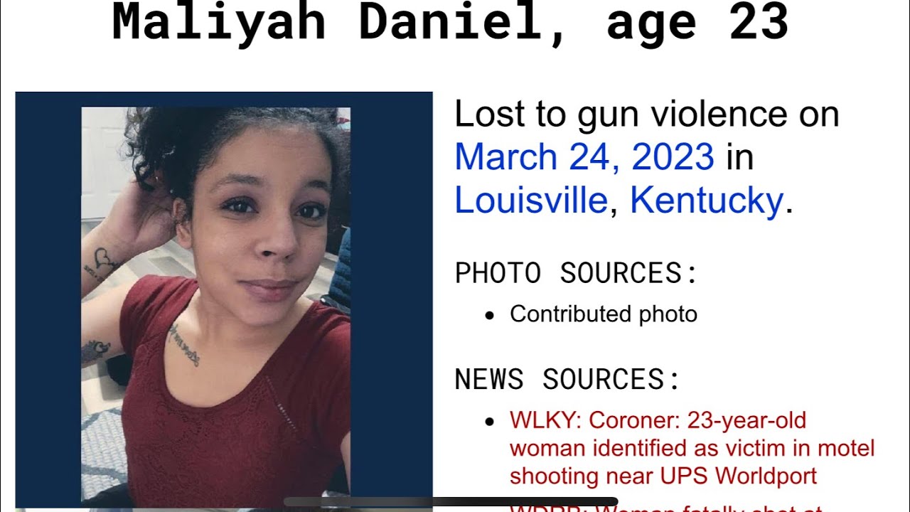 MALIYAH DANIEL 23, MAR 24, 2023, LOUISVILLE, KENTUCKY SHOT KILLED AT ...