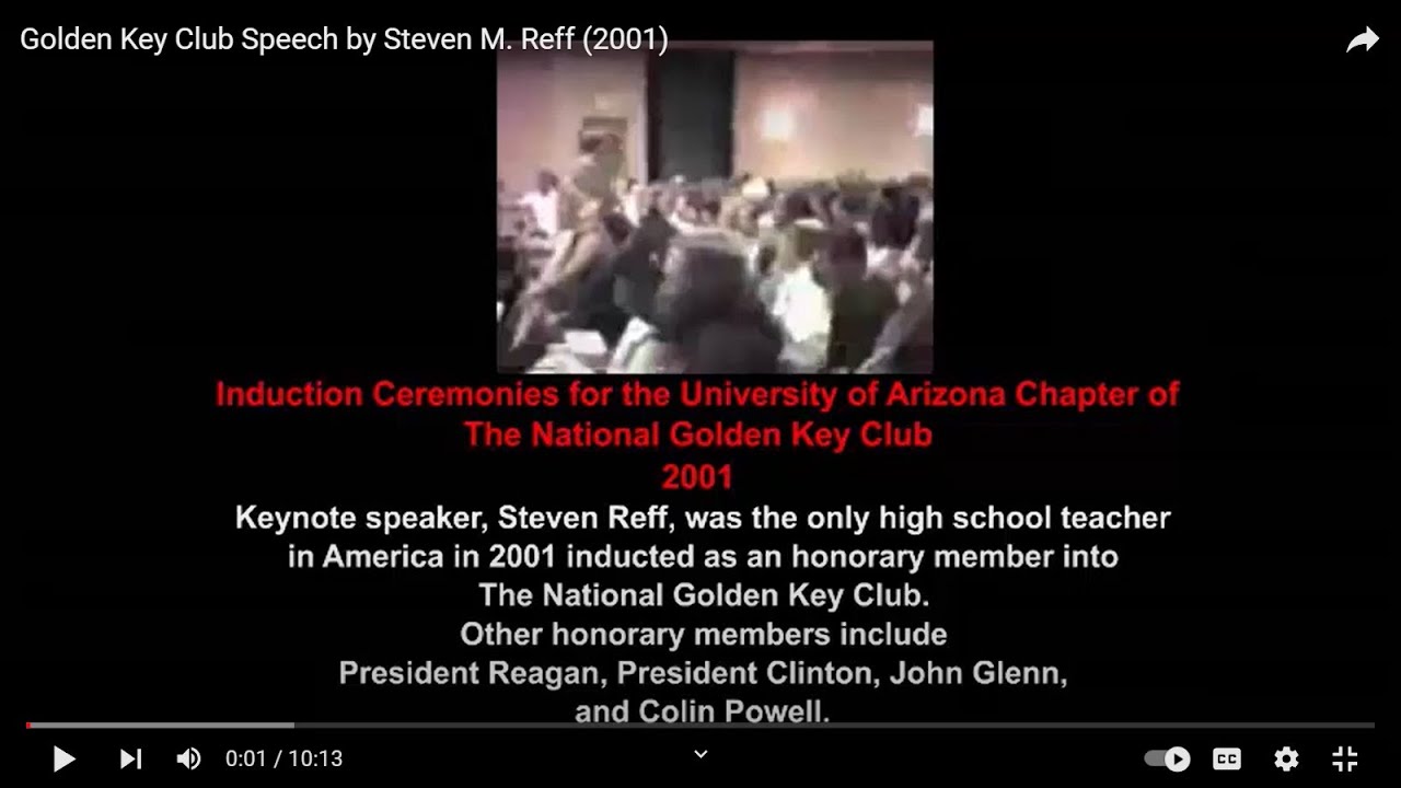 Golden Key Club Speech by Steven M. Reff (2001) - YouTube