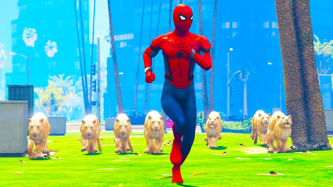 Spider-Man is afraid of a nala - YouTube