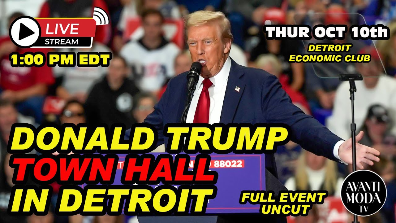 DONALD TRUMP HOLDS TOWN HALL in Michigan at the Detroit Economic Club ...