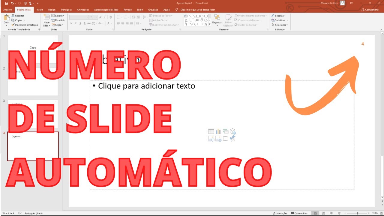 COMO INSERIR NÚMERO DE SLIDE NO PPT - YouTube