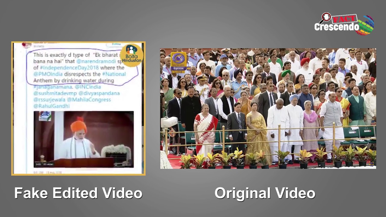 Fact Check : Narendra Modi Drinking water at National Anthem - YouTube